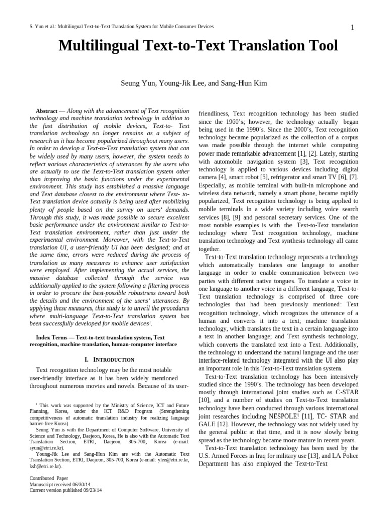 Multilingual Speech-To-Speech Translation System For Mobile Consumer ...