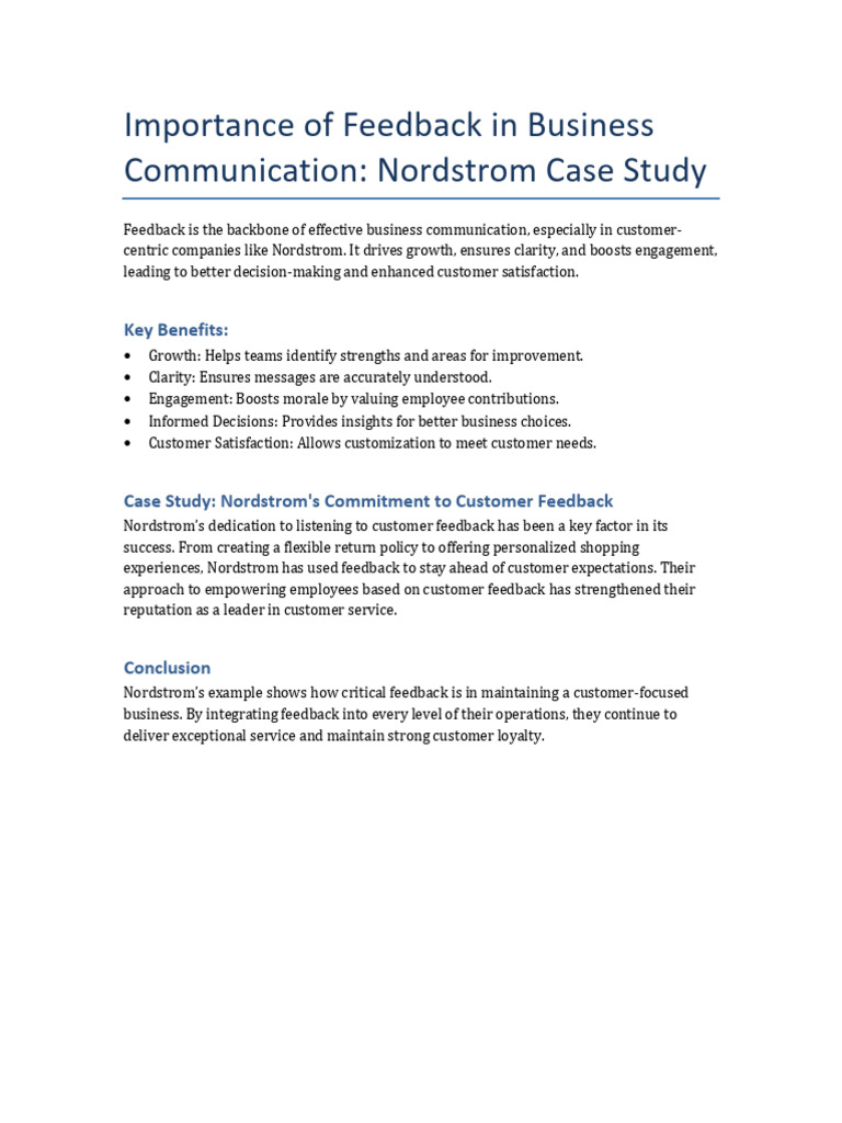 Nordstrom Feedback Case Study | PDF