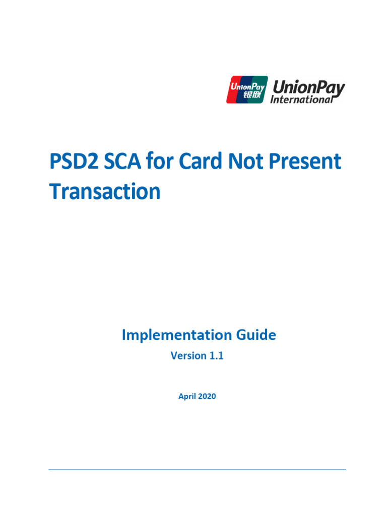 UnionPay PSD2 SCA For CNP Transaction Implementation Guide V1.1 | PDF