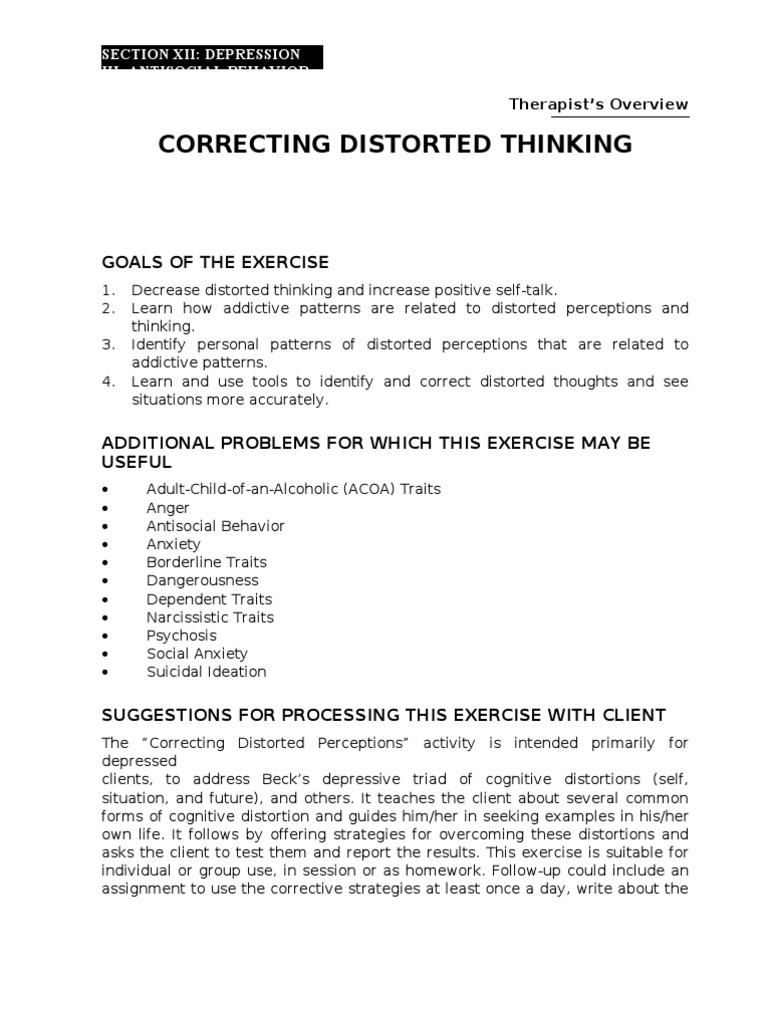 Correcting Distorted Thinking | Download Free PDF | Neuropsychological ...
