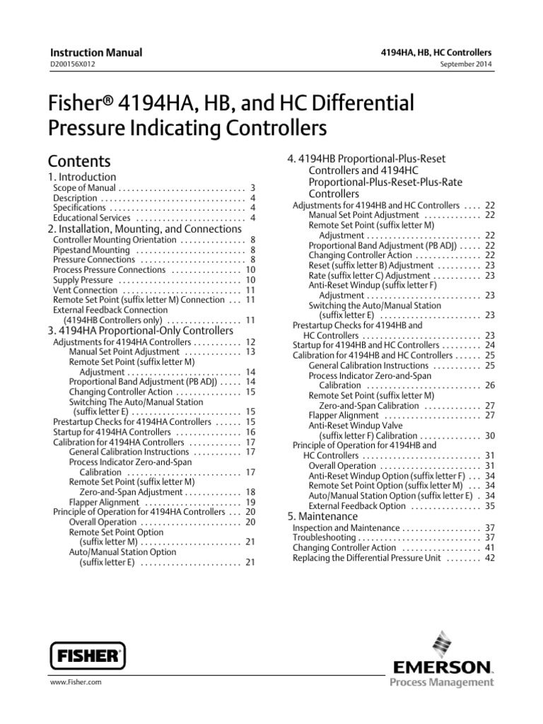 Fisher Flow Controller 4194H | PDF