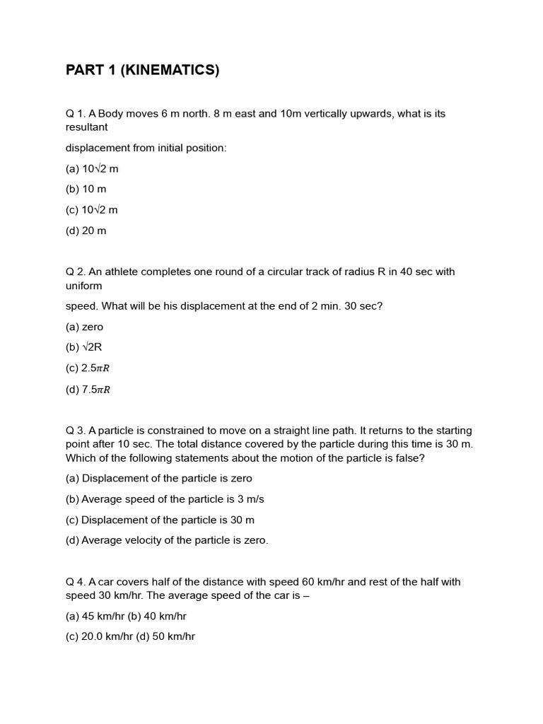 Physics Worksheet 1D KINEMATICS Tuple | PDF