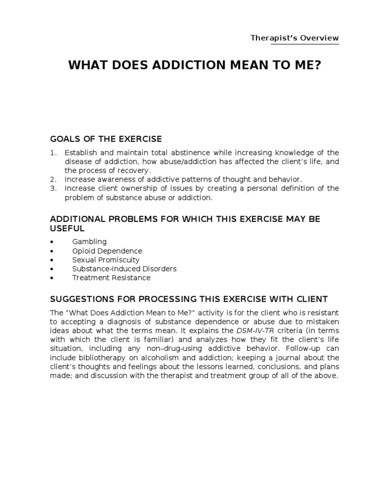 What Does Addiction Mean To Me | PDF | Substance Dependence | Substance ...