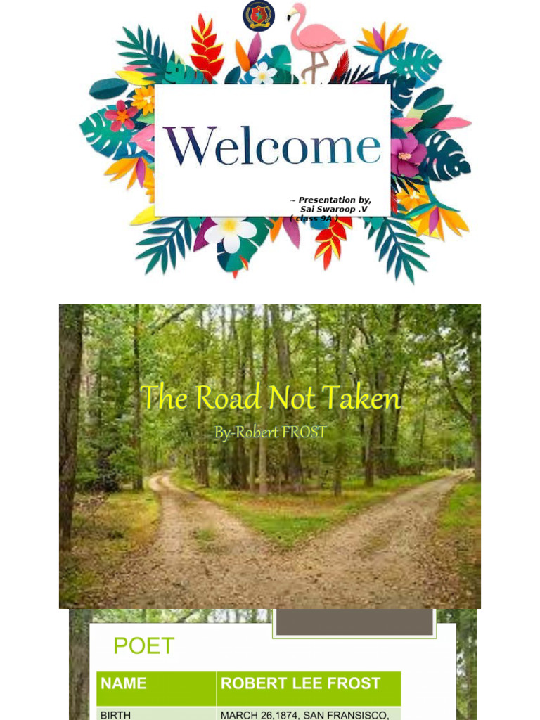 Sai Swaroop. V (Class 9A) - The Road Not Taken | PDF