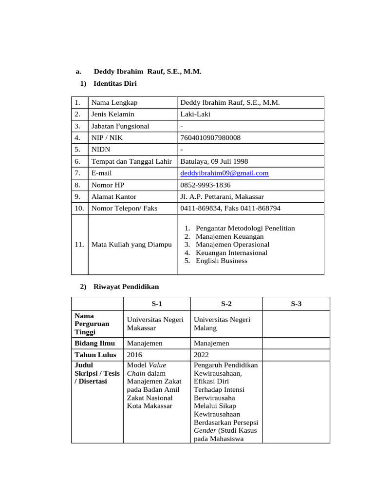Cv. Deddy Ibrahim Rauf | PDF