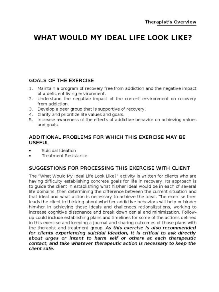 Defining Your Ideal Life in Recovery | PDF | Recovery Approach ...