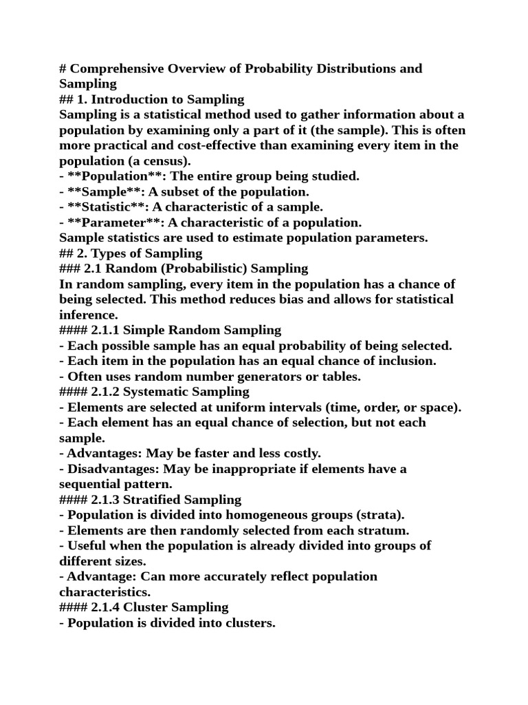 Probability Distributions Sampling Overview | PDF | Sampling (Statistics) | Probability Distribution