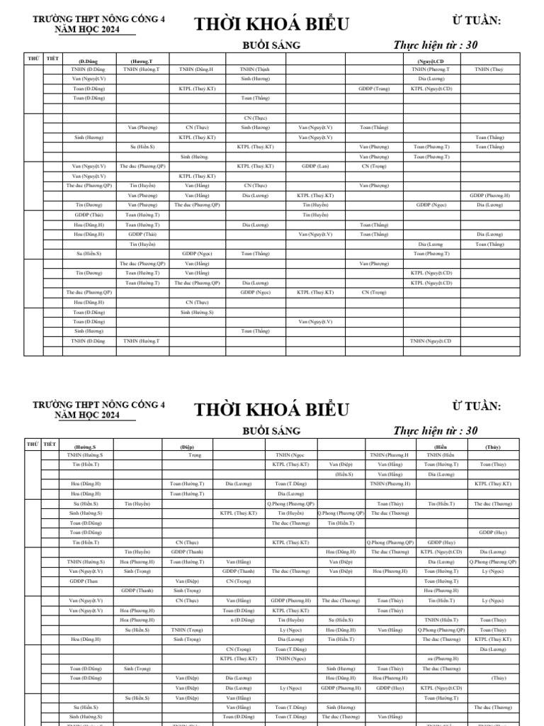 TKB TUẦN 05 - 2024-2025 | PDF