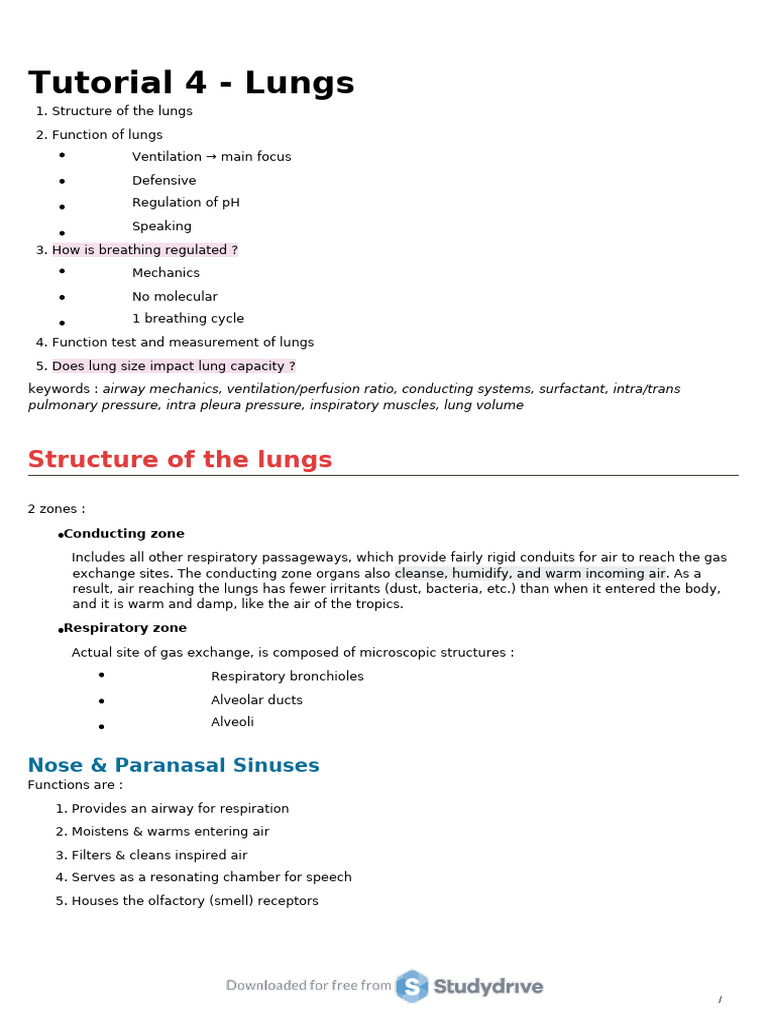 Tutorial 4 - Lungs | PDF