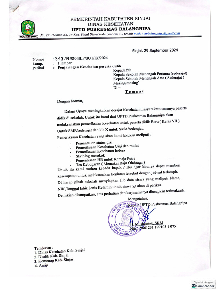 Jadwal pemeriksaan Kesehatan Bulan Oktober 2024 | PDF