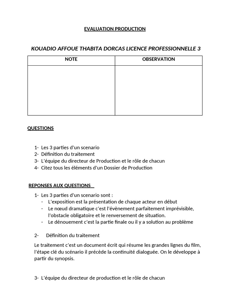 Evaluation Production | PDF