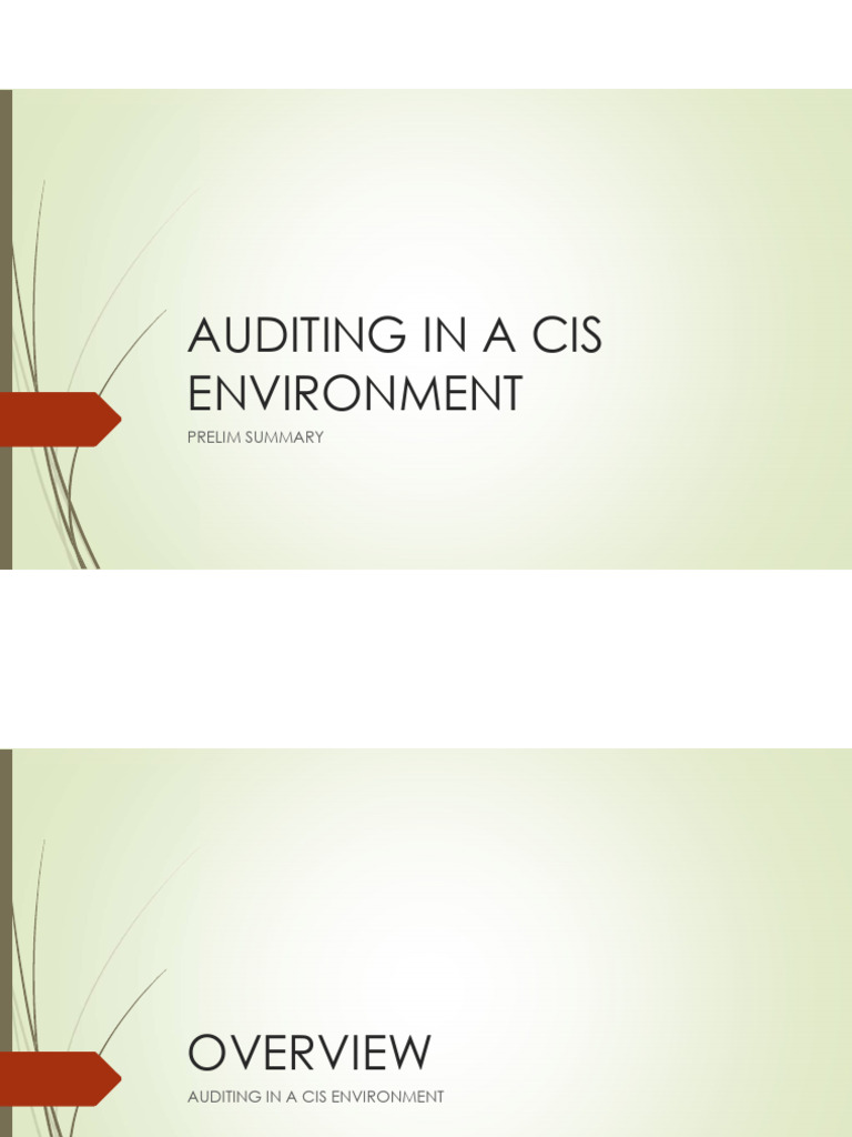 Auditing in CIS Environment Prelim | PDF | Internal Control | Databases