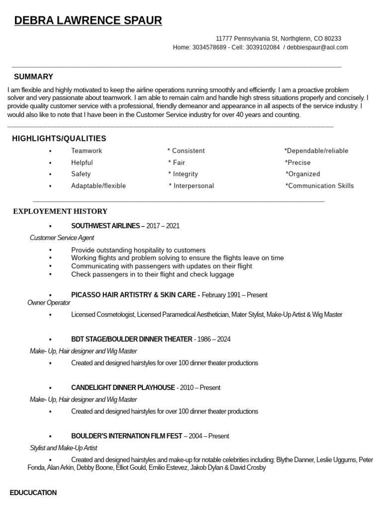 Debbie Spaur Resume | PDF