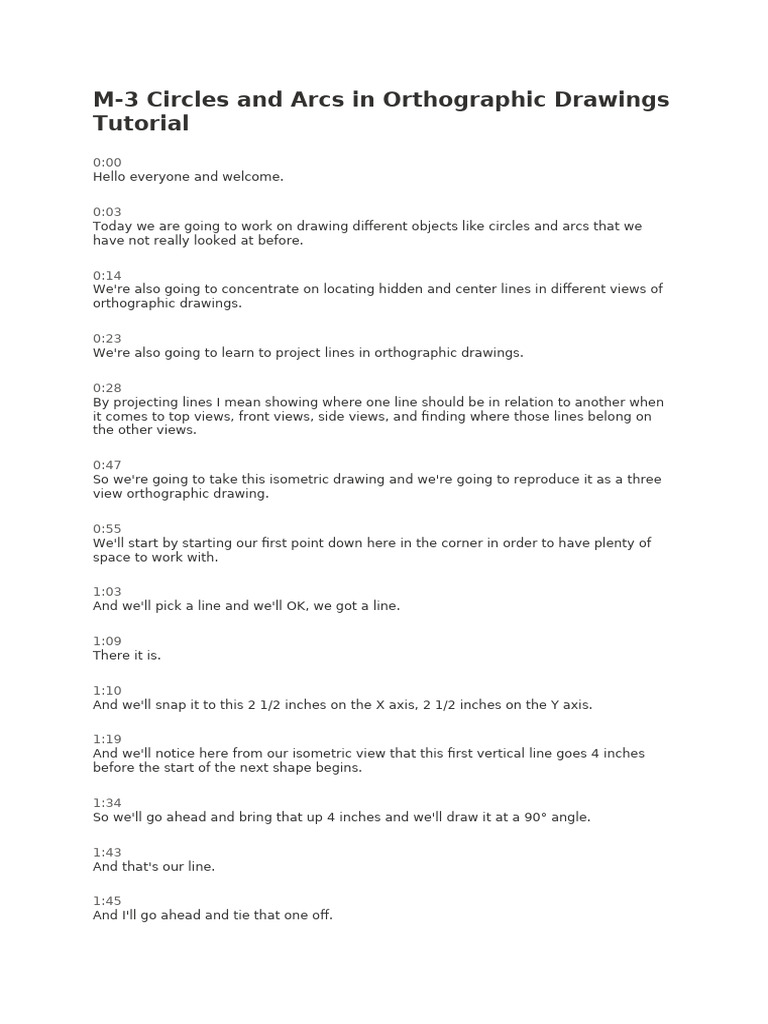 Aem 195 Autocad Circles And Arcs In Orthographic Drawings Lecture Transcripts English Pdf