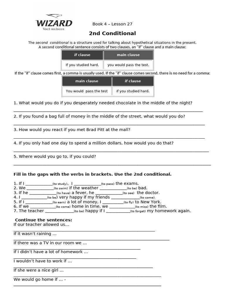 Second Conditional Exercises | PDF | Syntax | Semantic Units