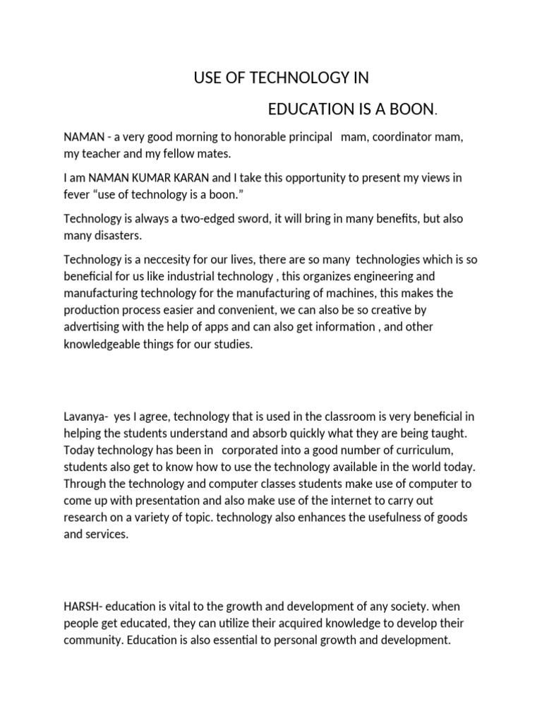 Debate Script Technology Pdf