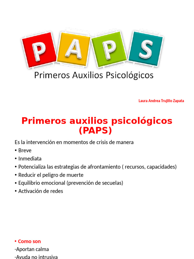 PAPS - PPTX Primeros Auxilios Psicologicos | PDF