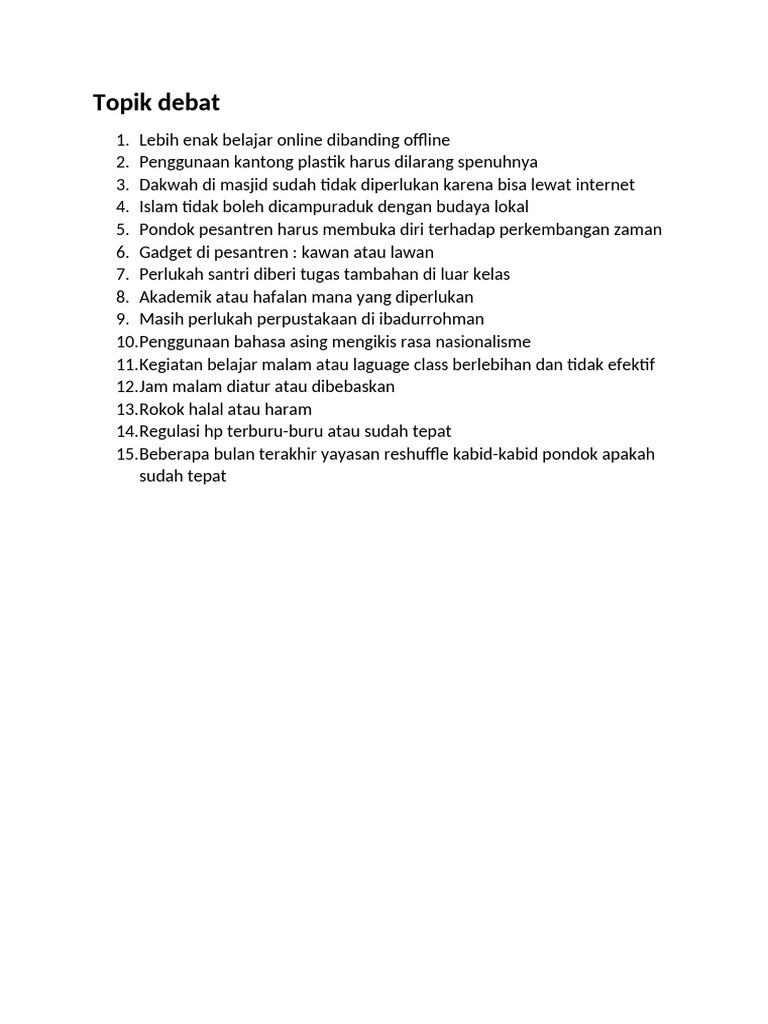 Topik Debat | PDF