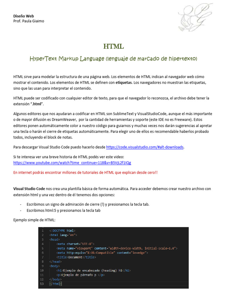 HTML Prof Giaimo DWeb | PDF