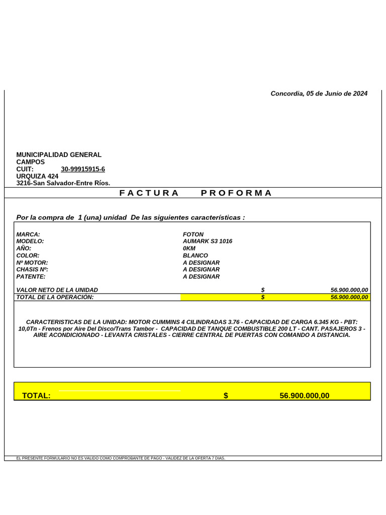 Modelo de Proforma | PDF