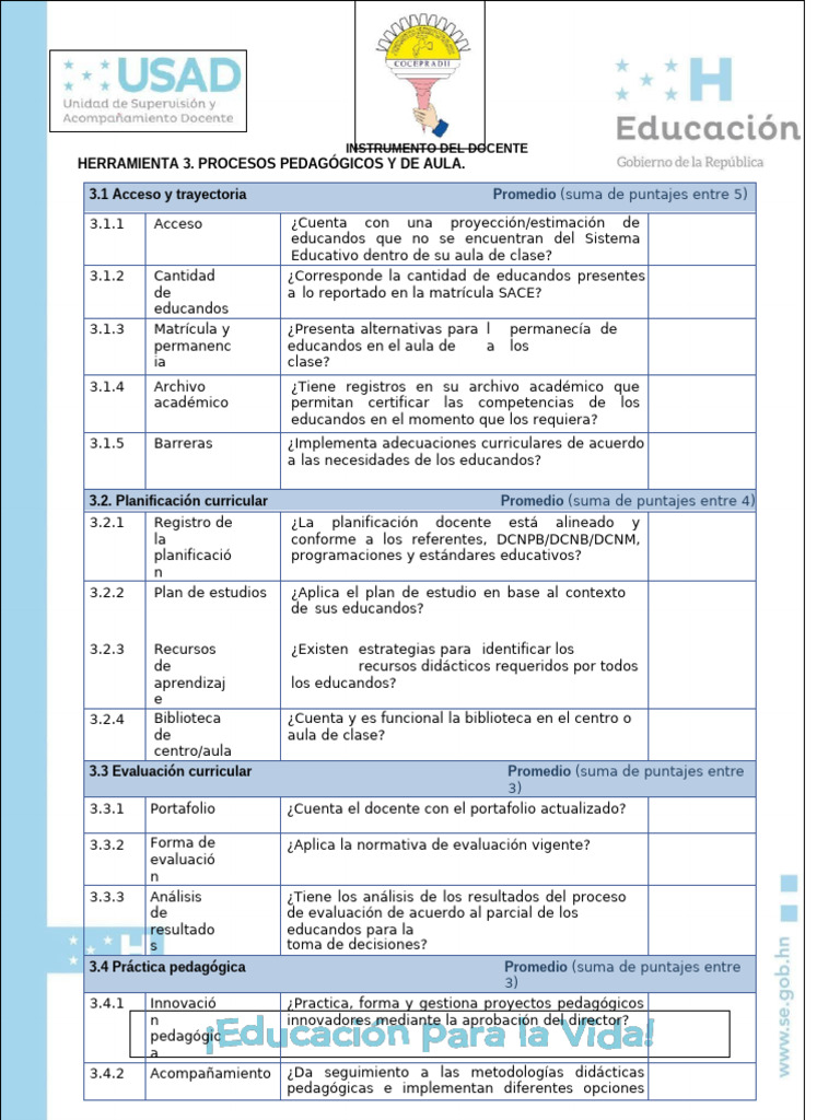 Herramienta de Supervisión Docente | PDF