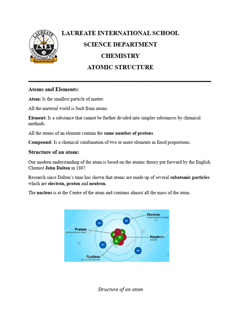 Atomic Structure Notes | PDF