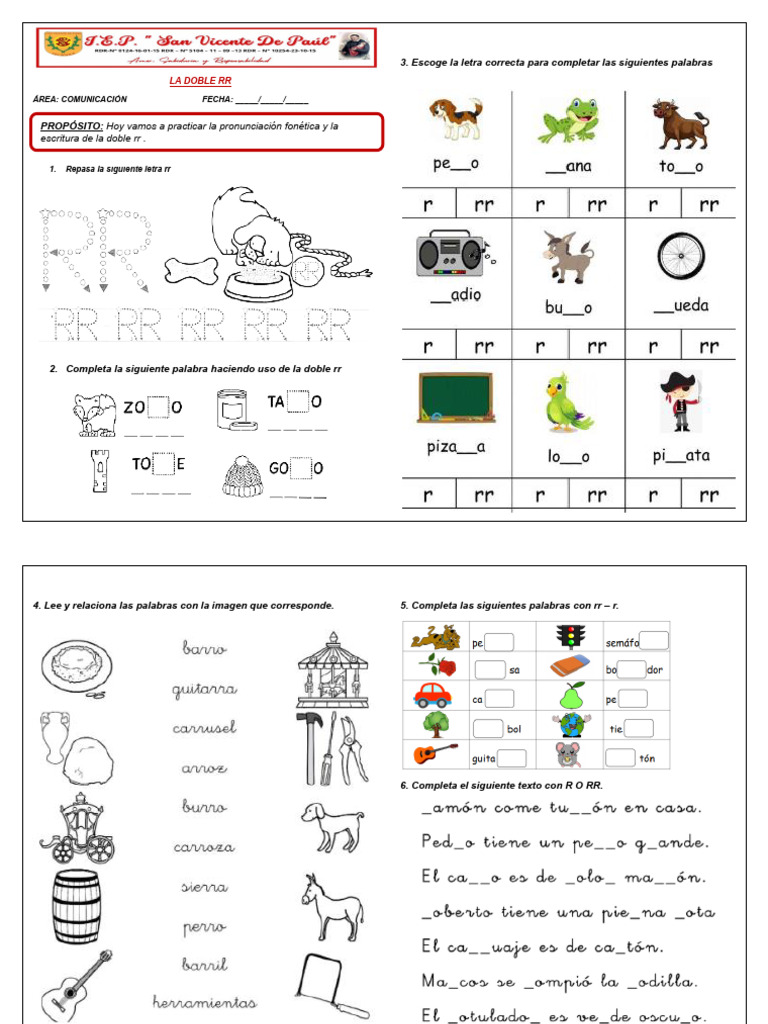 Ficha de La Letra RR - Comunicacion | PDF