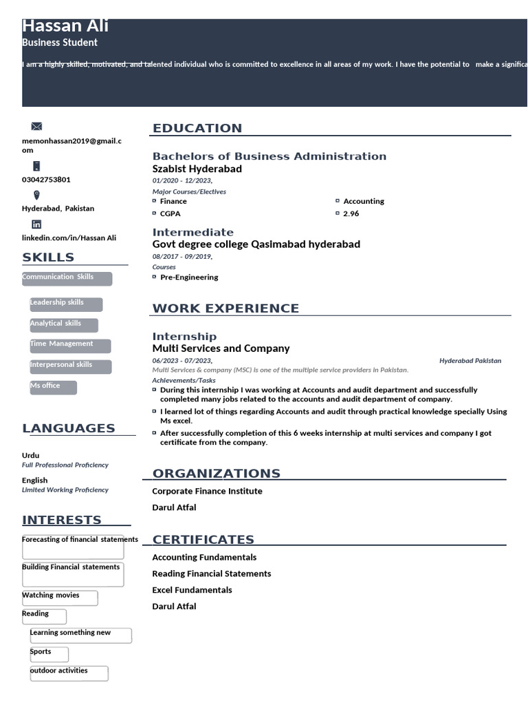 Hassan's Resume | PDF