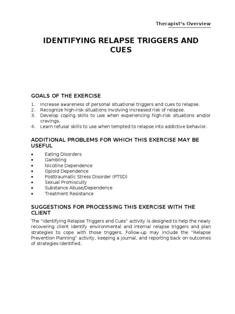 ID Relapse Triggers | Relapse | Substance Dependence