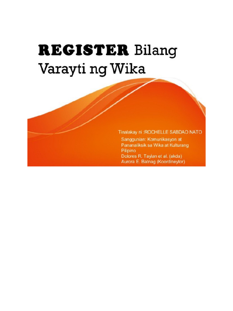 Register Bilang Varayti NG Wika | PDF