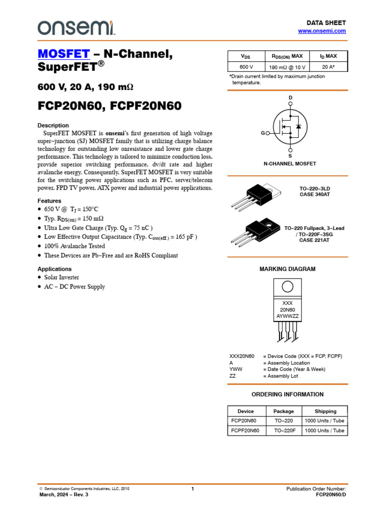 FCP20N60 D | PDF