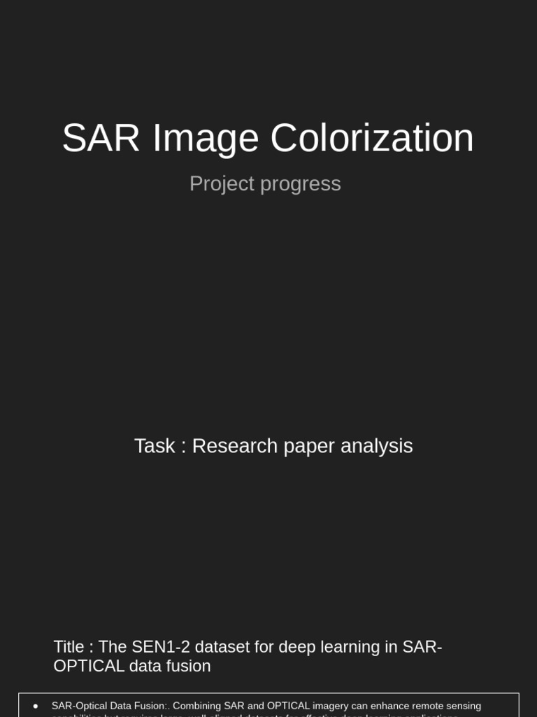 SAR Image Colorization Progress | PDF