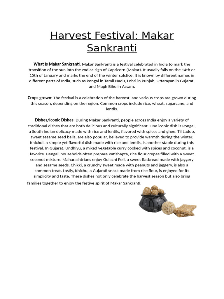 Makar Sankranti Harvest Festival | PDF