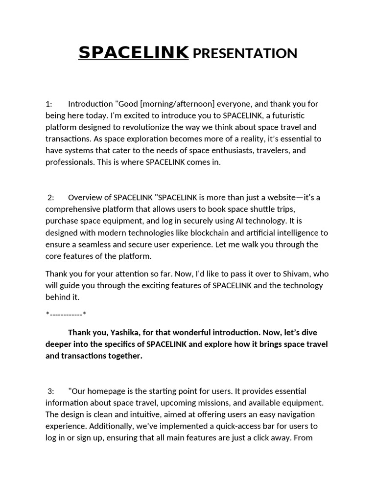 Spacelink Presentation | PDF