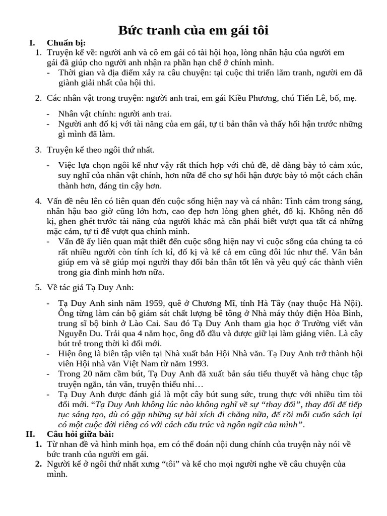 B C Tranh C A em Gái Tôi | PDF