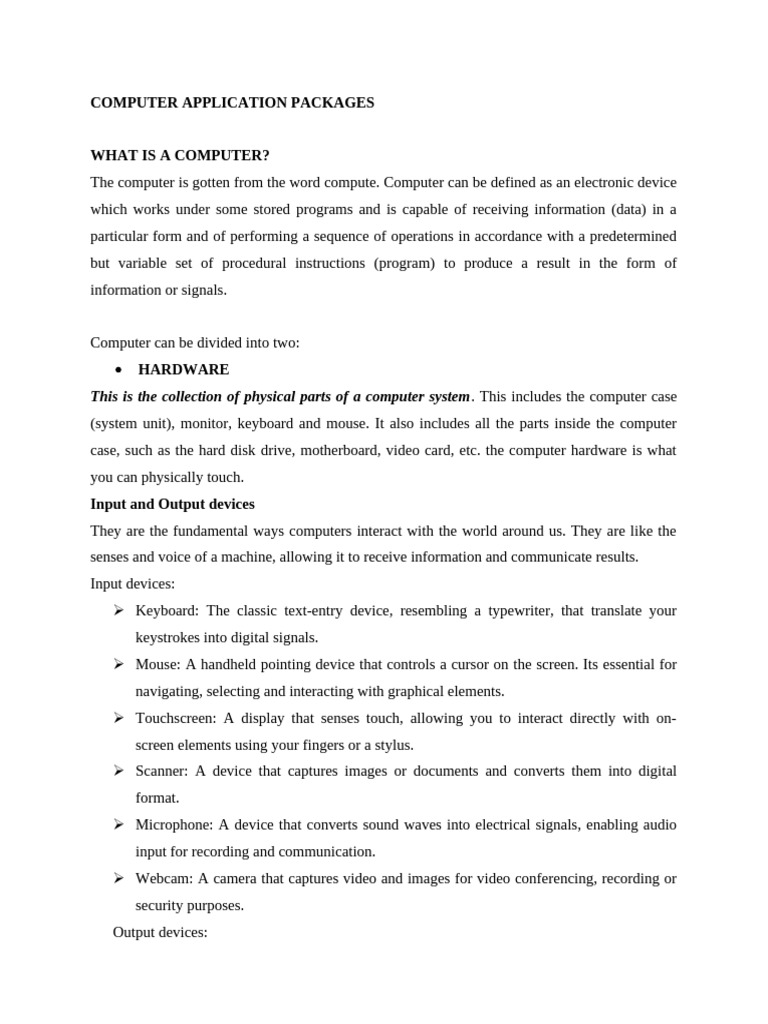 Computer Application | PDF