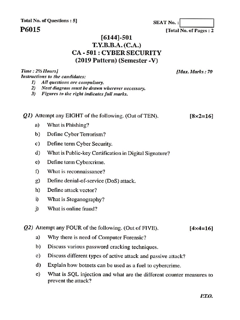 Cyber Security PYQS | PDF