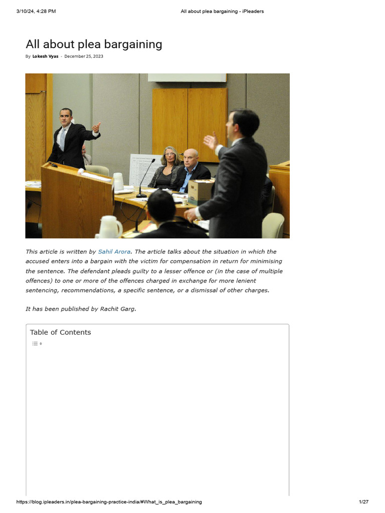 All About Plea Bargaining - Ipleaders1 | PDF
