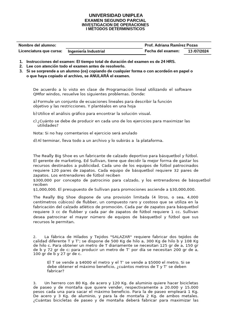 EX - Metodo Simplex Grafico - SIN - RESP - UNIPLEA | PDF