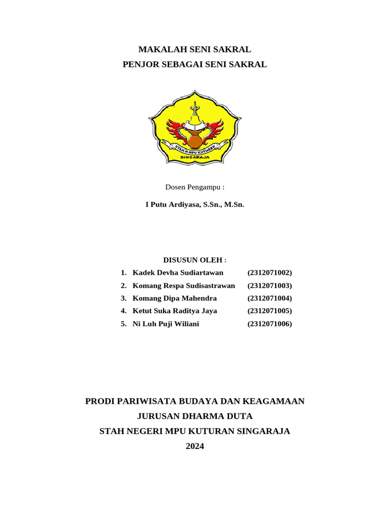 Makalah Seni Sakral Kelompok 1 - Penjor | PDF