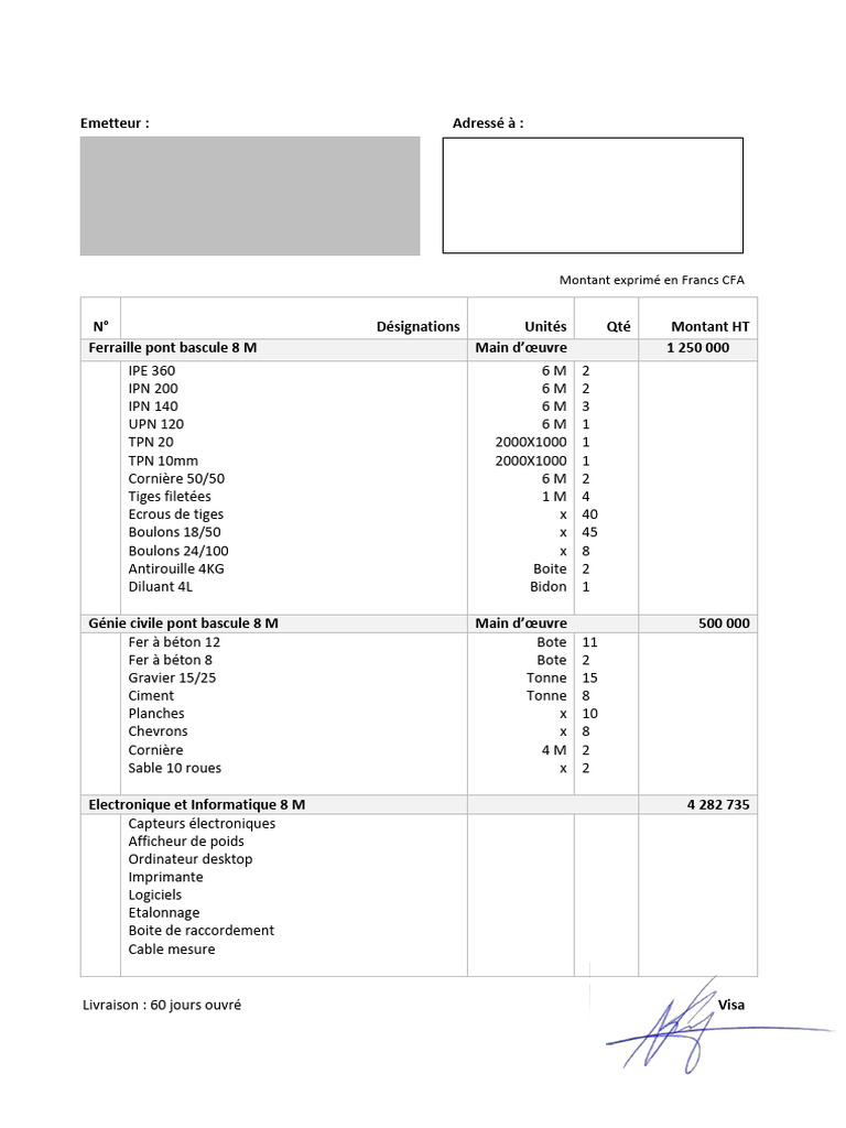 Devis Pont Bascule | PDF