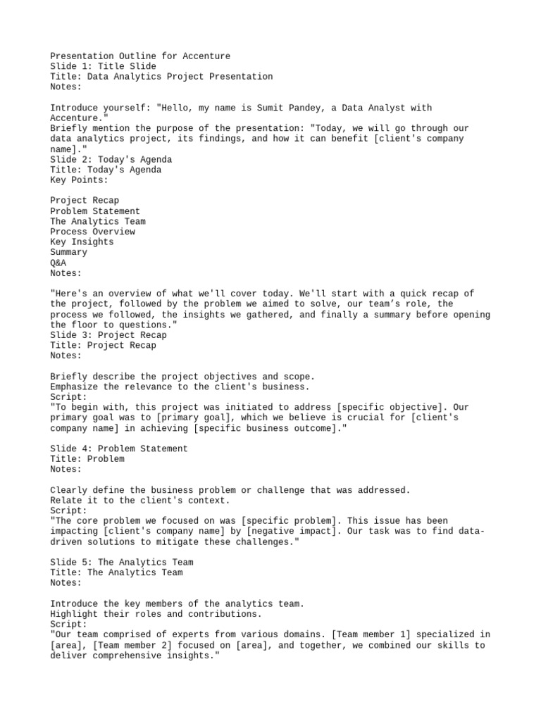 Presentation Outline for Accenture | PDF