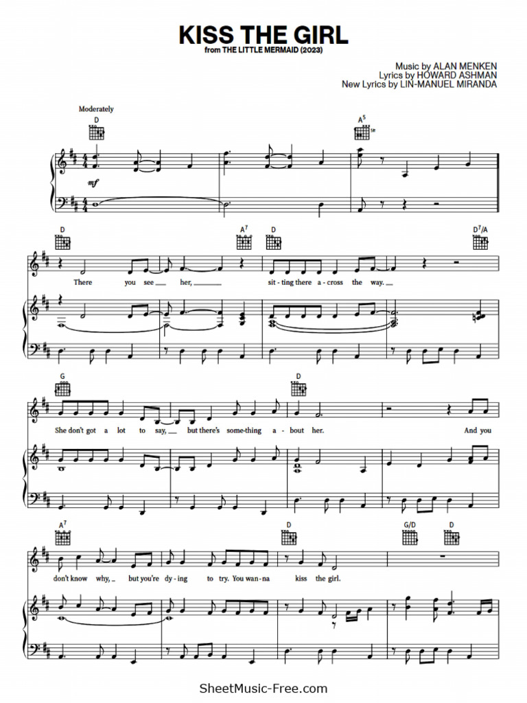 Kiss the Girl Sheet Music the Little Mermaid SheetMusic Free.com | PDF