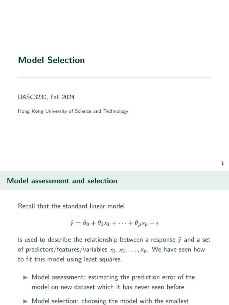 DASC 3230 – Model Selection | PDF