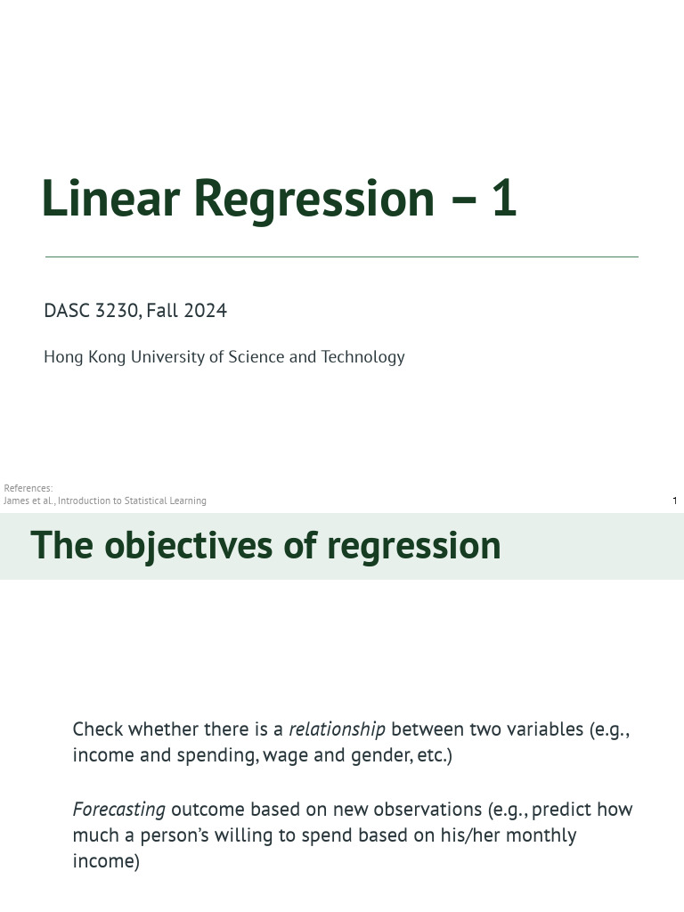 DASC 3230 - Linear Regression 1 | PDF