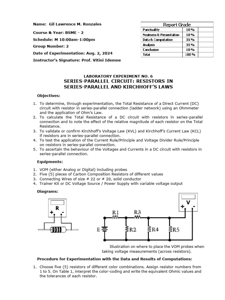 Expt 6 Series Parallel | PDF