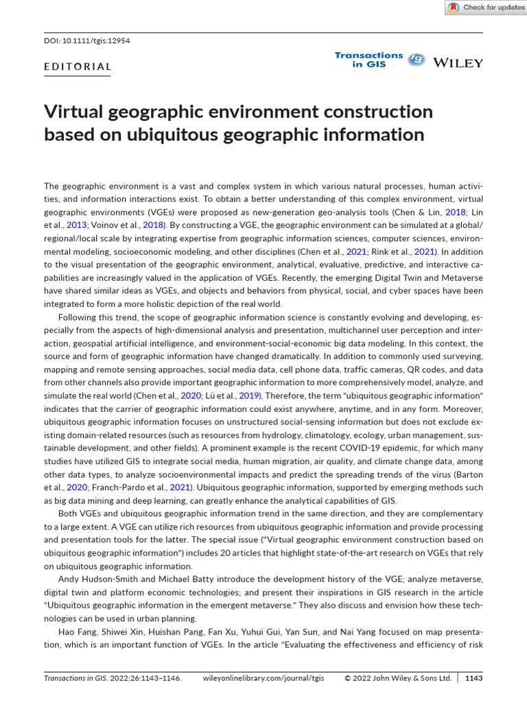 Virtual Geographic Environment Constructionbased On Ubiquitous Geographic Information | PDF