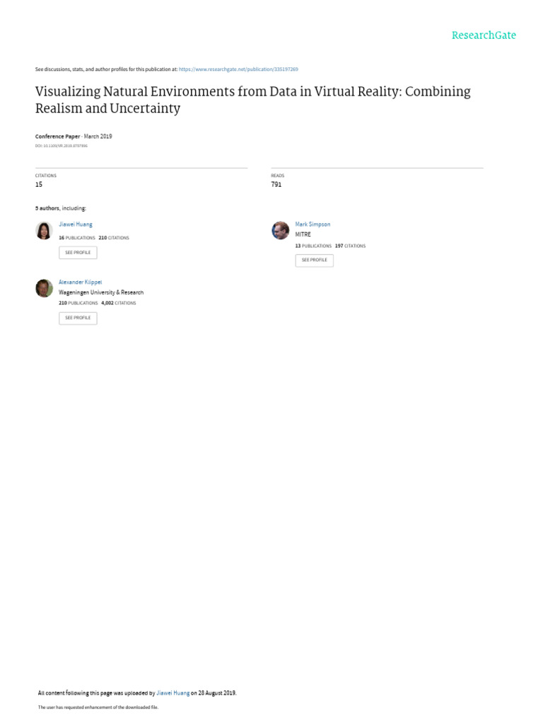 Visualizing Natural Environments From Data in Virtual Reality | PDF