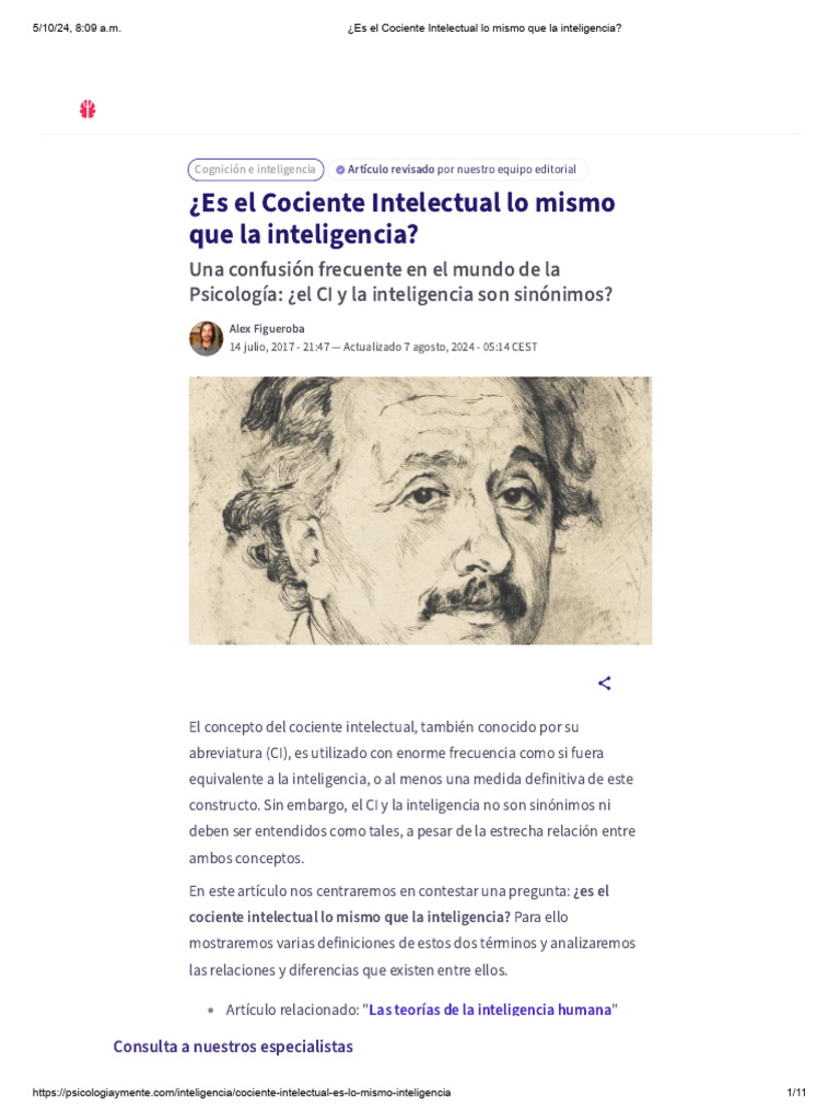 Pregunta - Es El Cociente Intelectual Lo Mismo Que La Inteligencia | PDF