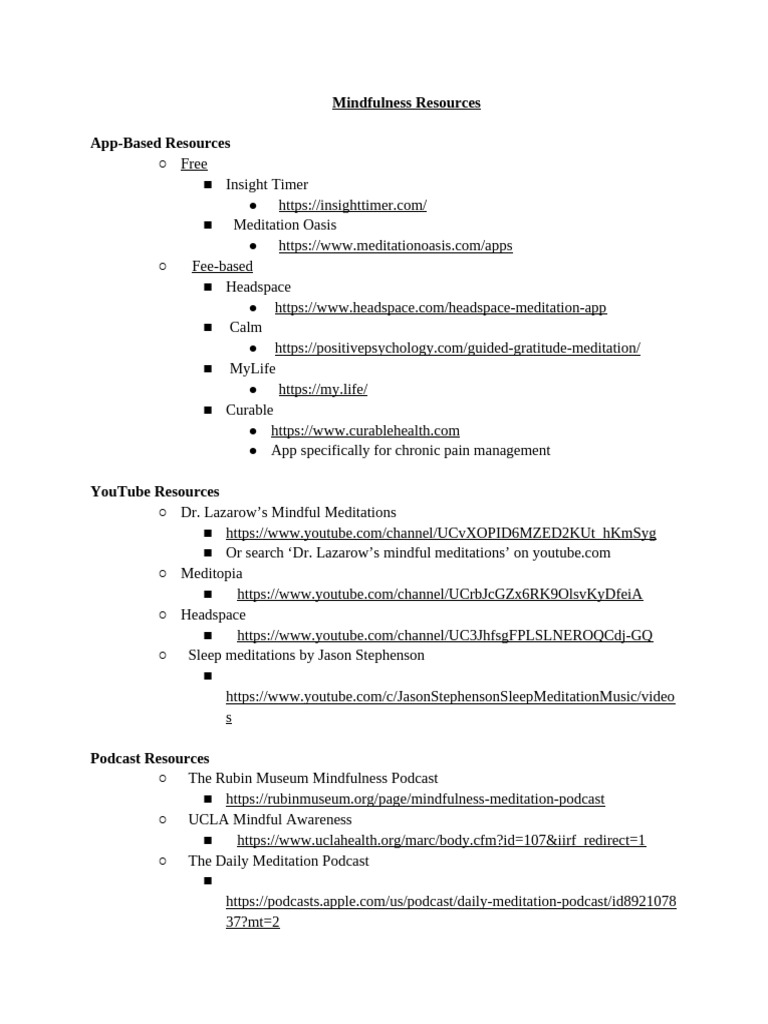 Mindfulness Resources | PDF